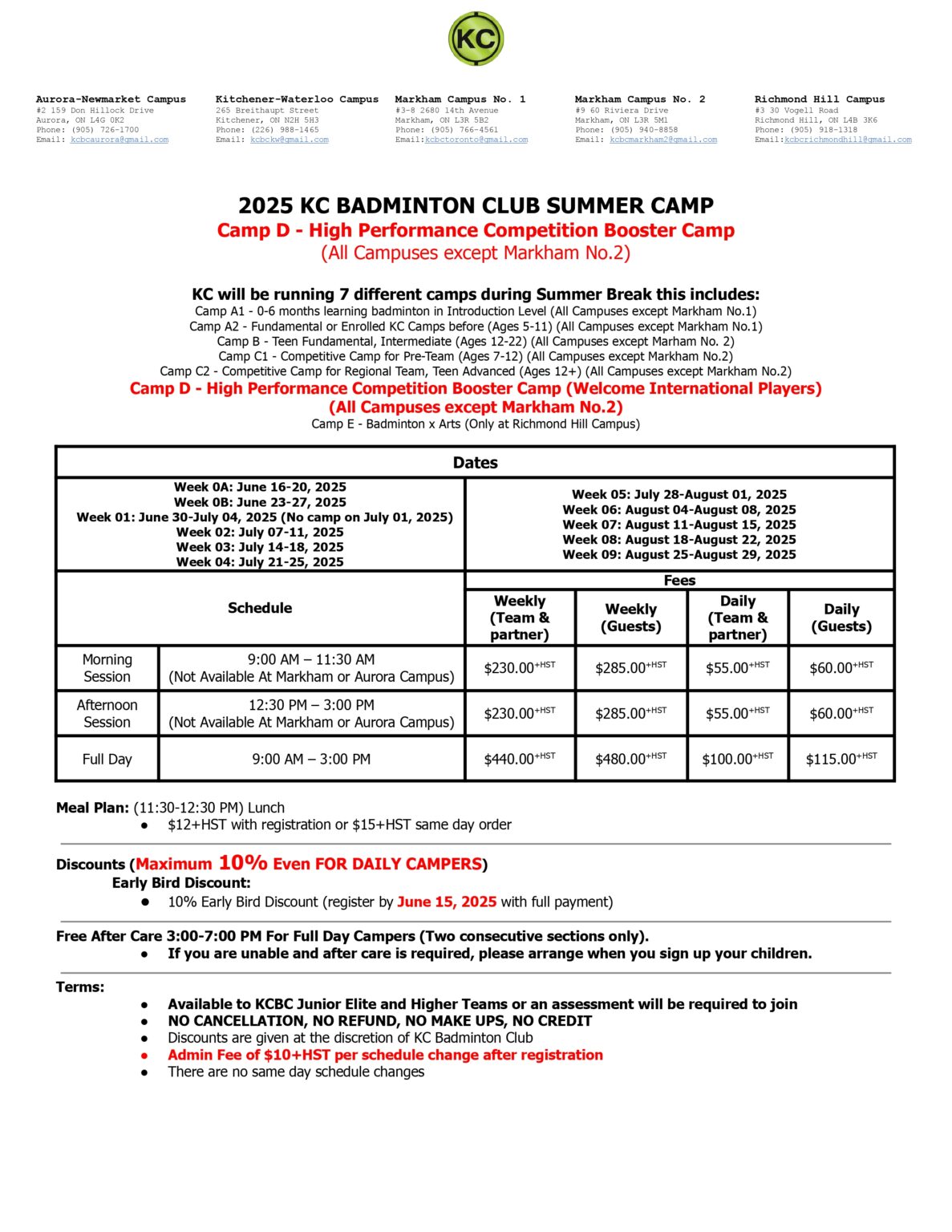 2025 Summer Camp Information – KC Badminton Club